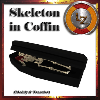 Second Life Marketplace - [LZ] Laying Skeleton in Coffin (BOXED)